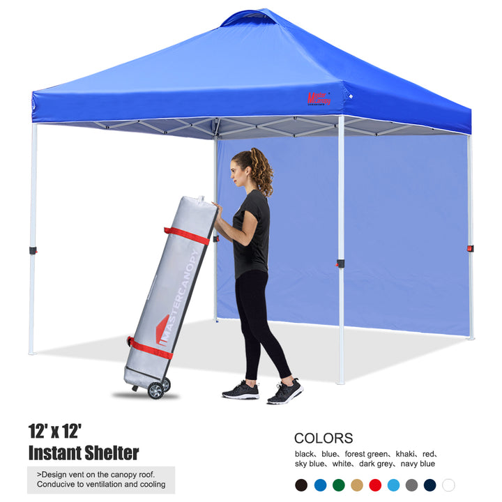 Leisure Sports 10x10/12x12 Durable Ez Pop-up Canopy Tent with 1 Sidewa ...